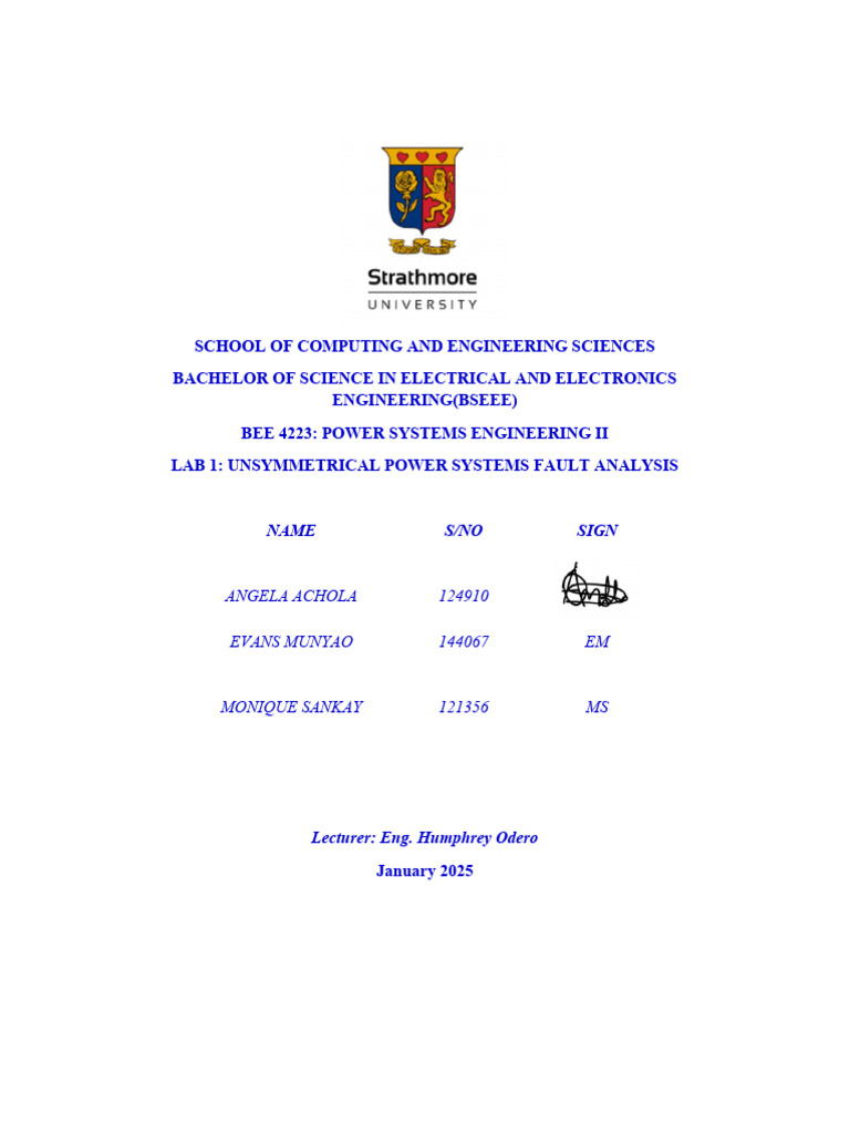 LAB 1_Power Systems 2 Report Results | PDF