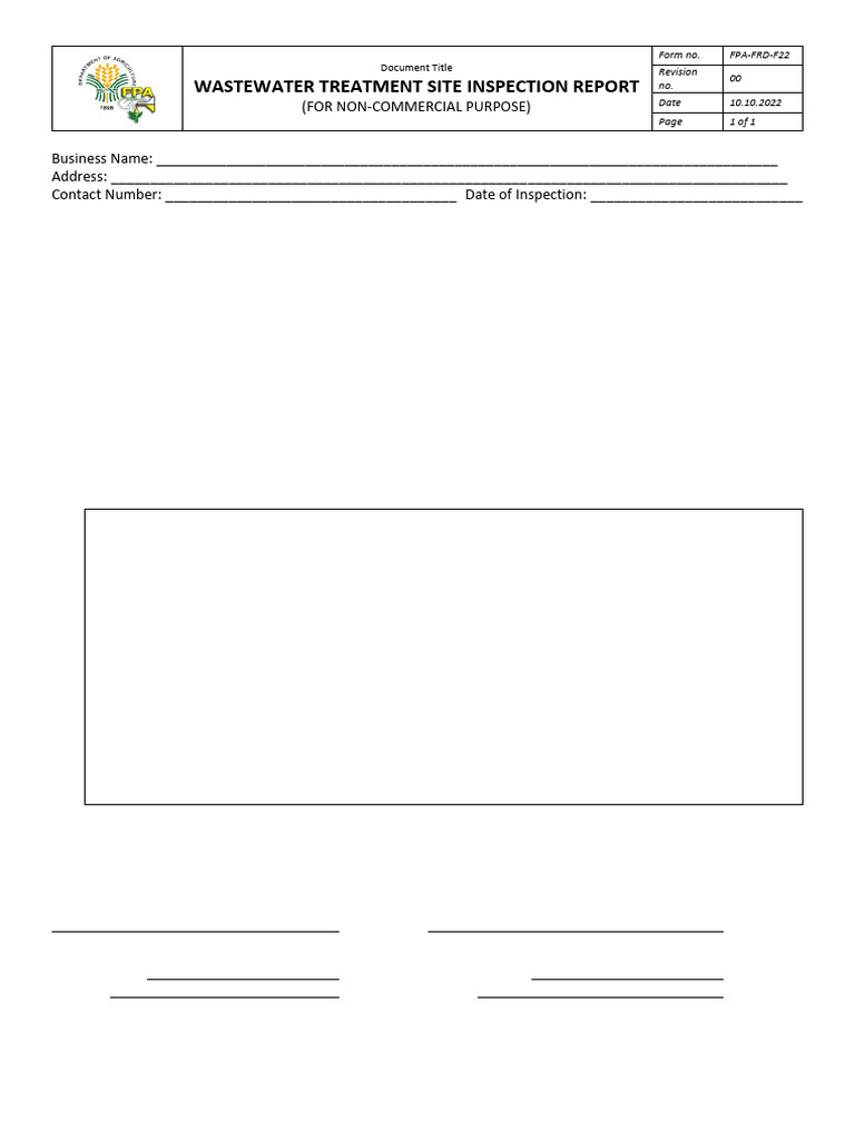 Wastewater Treatment Inspection Report | PDF