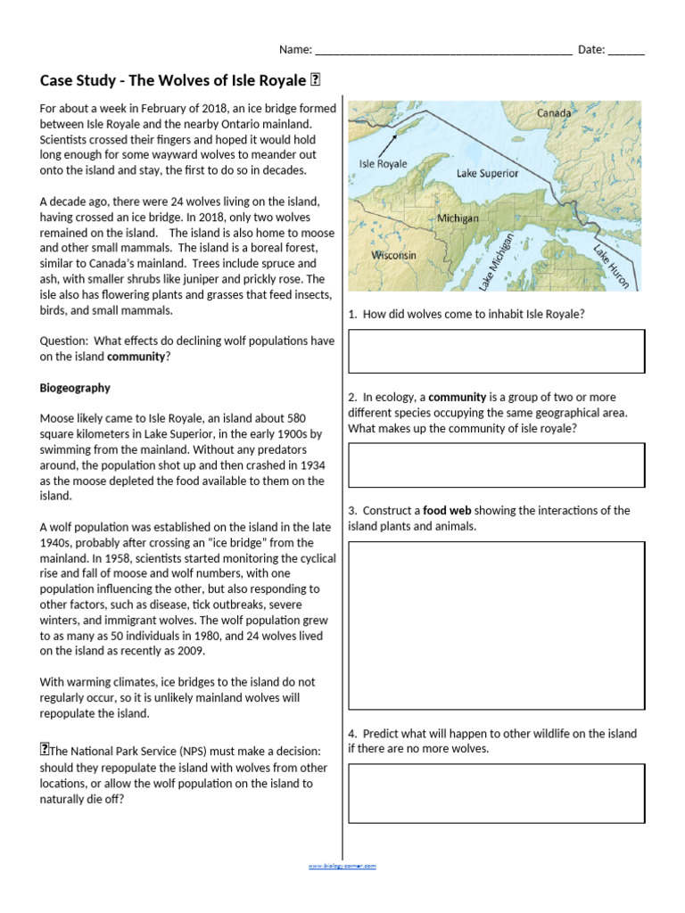 Case Study - The Wolves of Isle Royale | PDF | Predation | Island