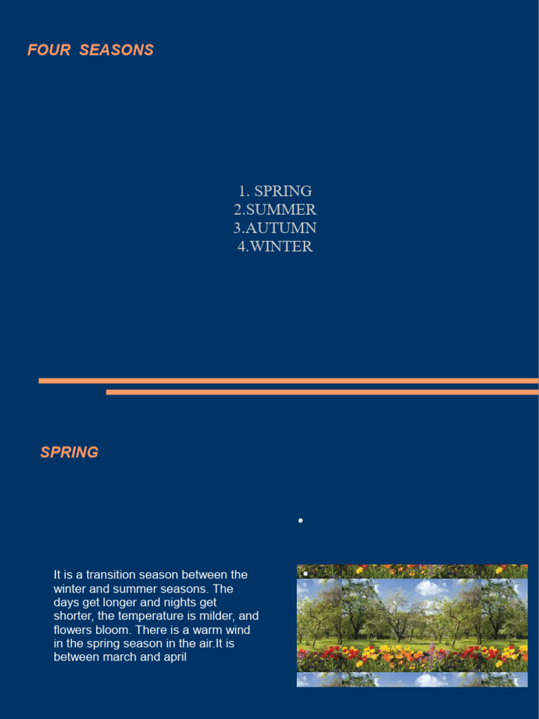Four Seasons: 1. Spring 2.summer 3.autumn 4.winter | PDF