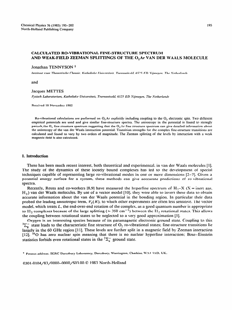 Calculated Ro-Vibrational Fine-Structure Spectrum and Weak-Field Zeeman ...