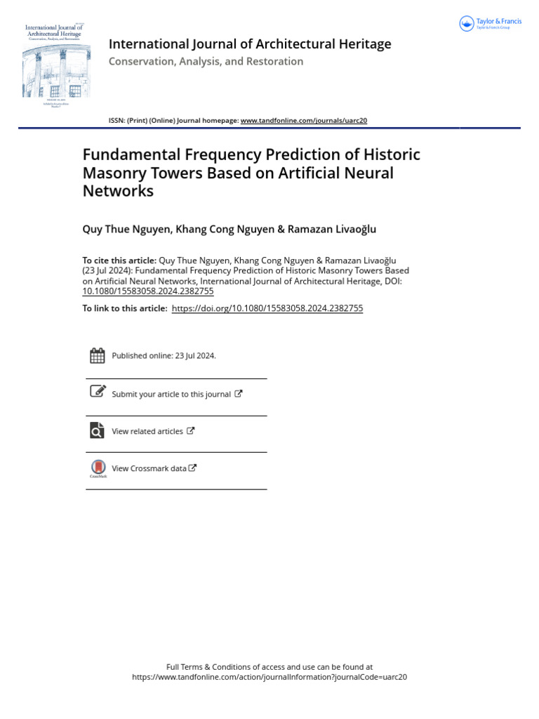 Fundamental Frequency Prediction of Historic Masonry Towers Based On ...