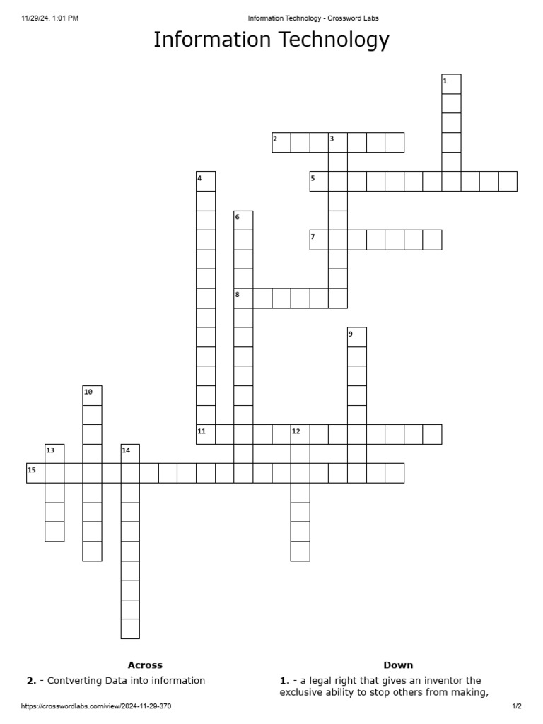 Information Technology - Crossword Labs.. | PDF | Software | Data