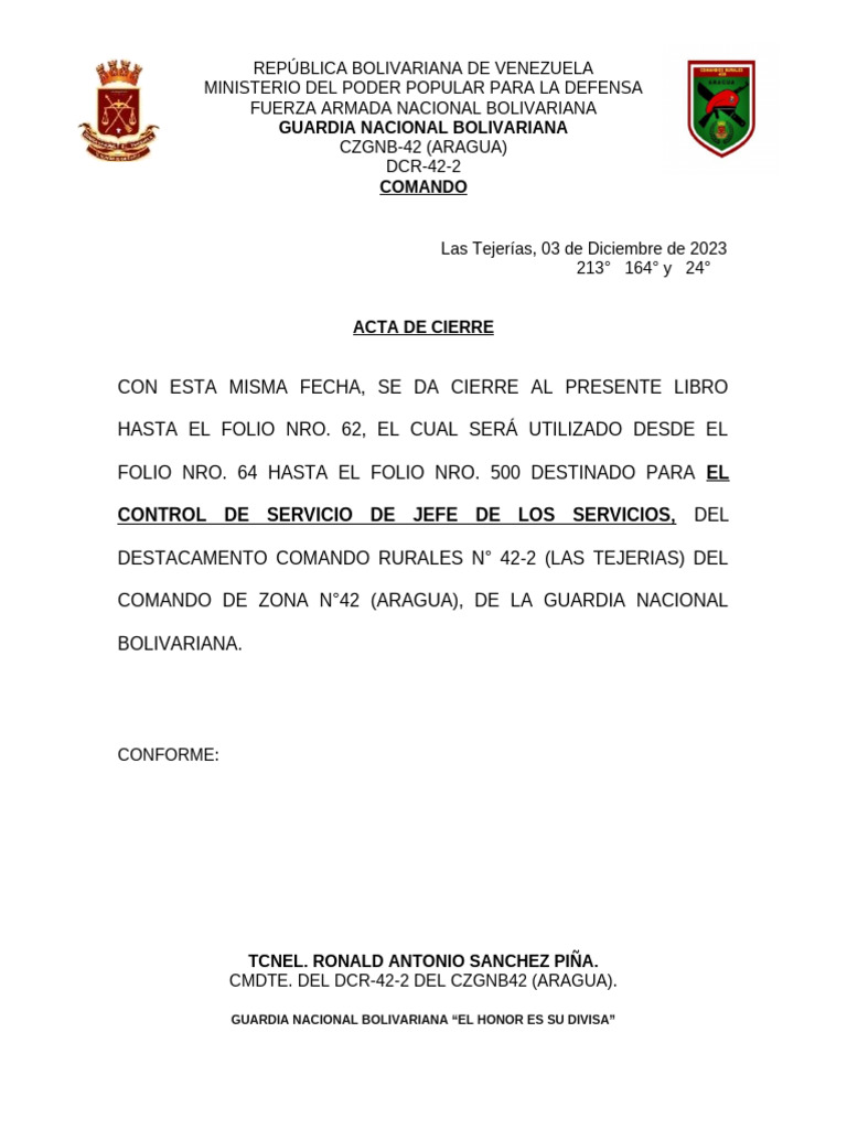 Acta de Cierre | PDF