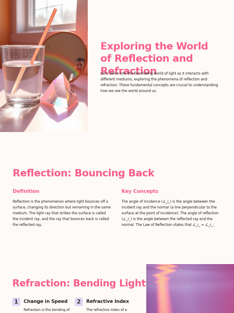 Exploring The World of Reflection and Refraction | PDF | Reflection ...