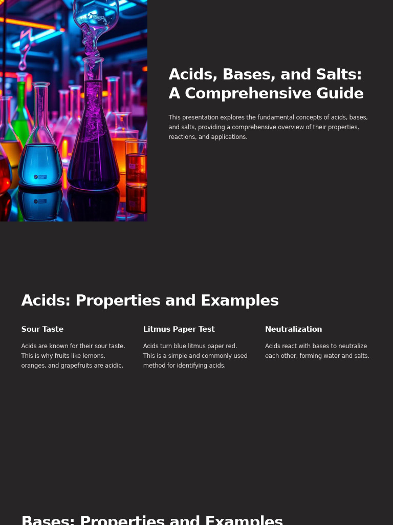 Acids Bases and Salts A Comprehensive Guide | PDF | Acid | Salt (Chemistry)