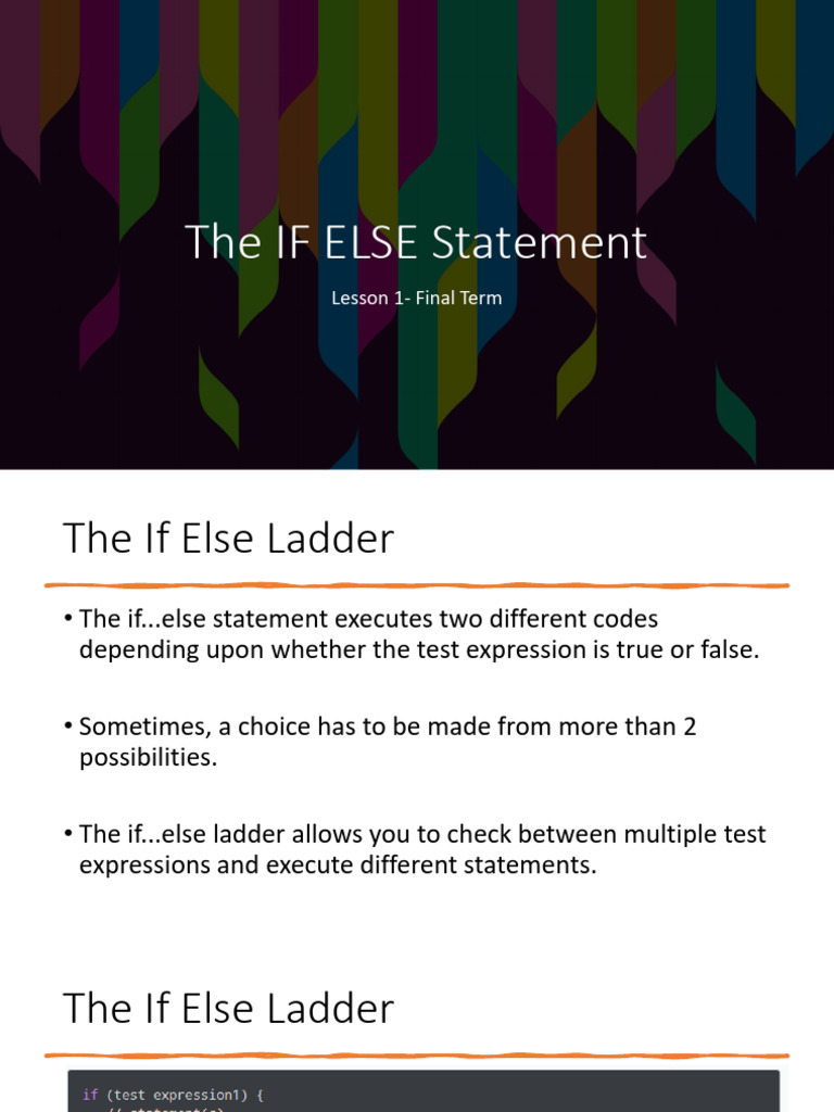 4 - The IF ELSE Statement | PDF