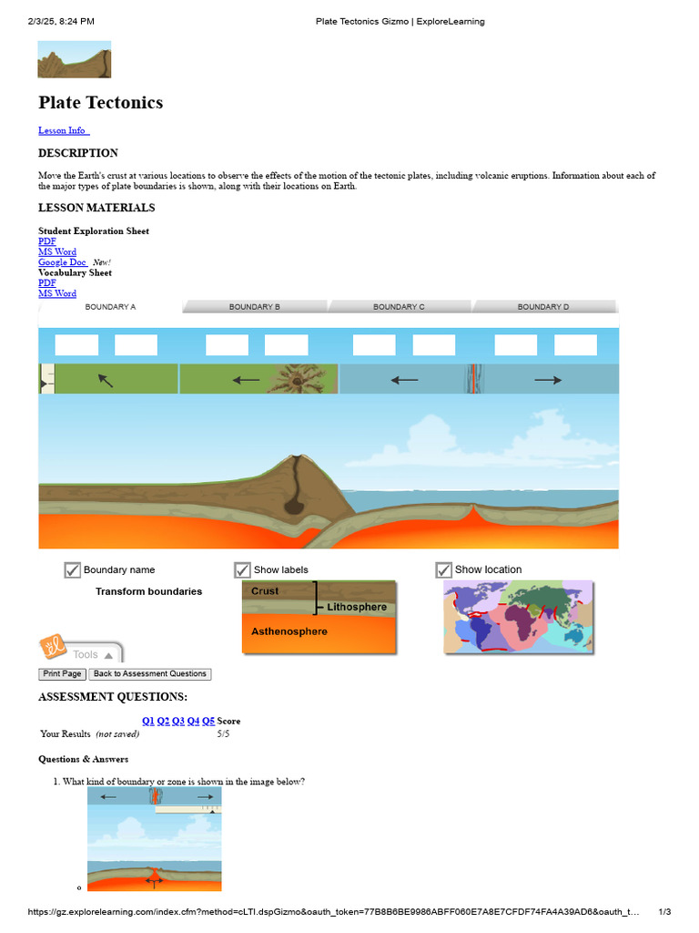 Plate Tectonics Gizmo - ExploreLearning | PDF | Plate Tectonics ...