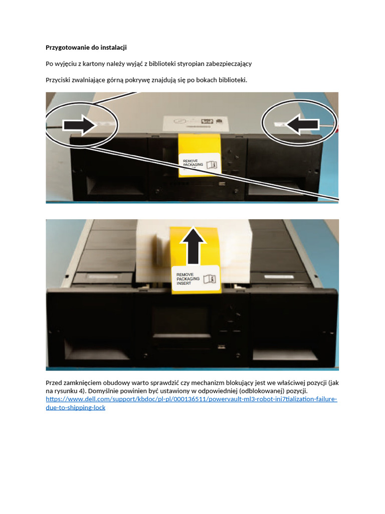 Dell Bibliteka ML3. Instrukcja Montażu I Wstępnej Konfiguracji | PDF