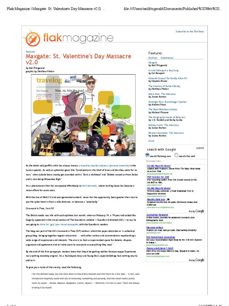 Flak Magazine - Maxgate - St. Valentine's Day Massacre v2.0, 03.03.08 | PDF | The Guardian | Blog