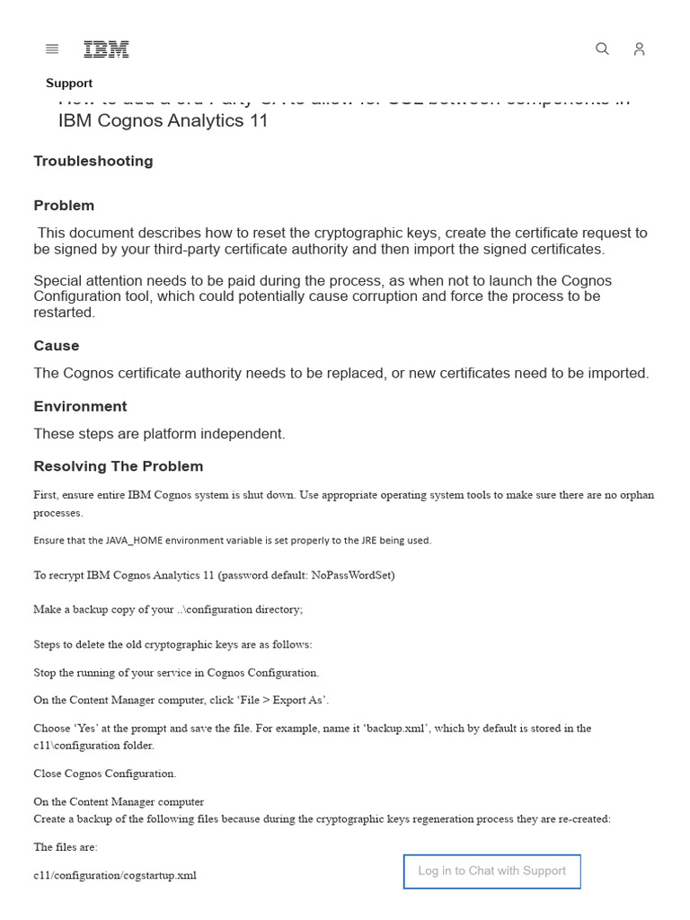 Configuring 3rd Party CA for Cognos 11 | PDF | Public Key Certificate ...