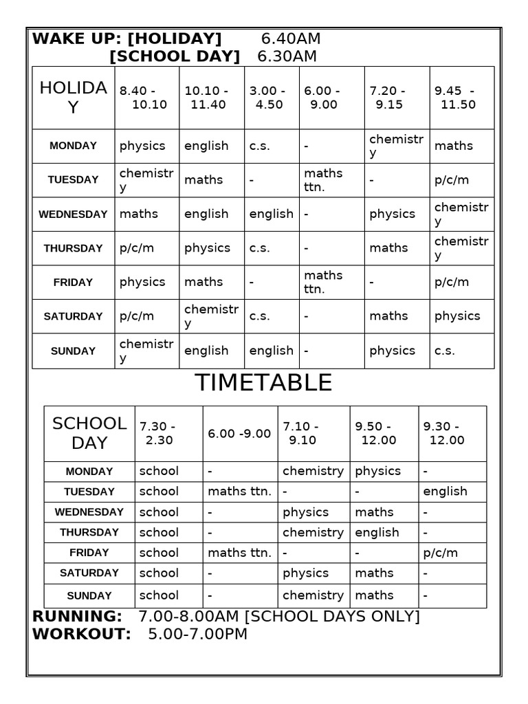 TIMETABLE | PDF
