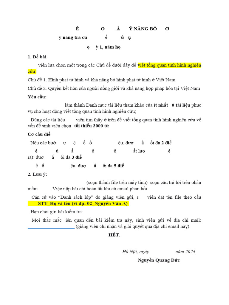 BKT HỌC PHẦN KNBT-3 (Ky 1 - 2024-2025) | PDF