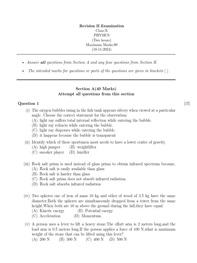 Pb Exam 2025 | PDF | Refraction | Physics