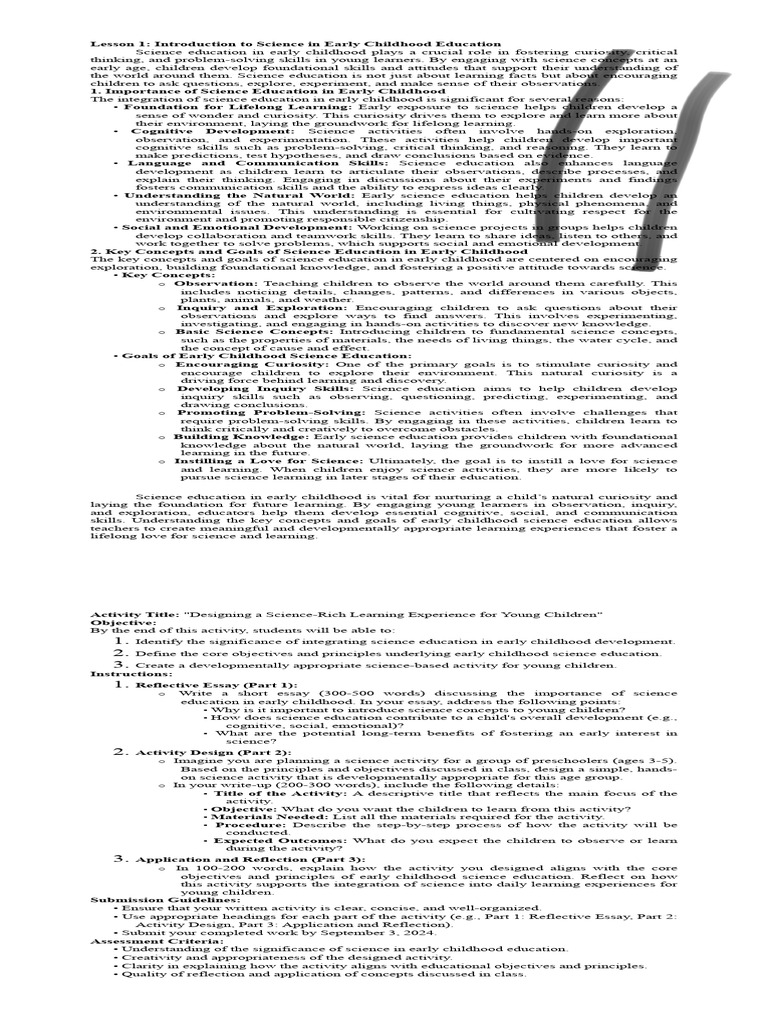 Lesson-1_ECED-3113.docx | PDF | Science | Learning