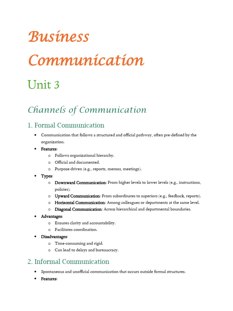 Business Communication Unit 3 Notes | PDF | Communication | Hierarchy