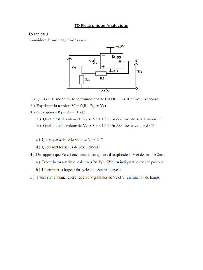Td Elect Analogique (1) | PDF
