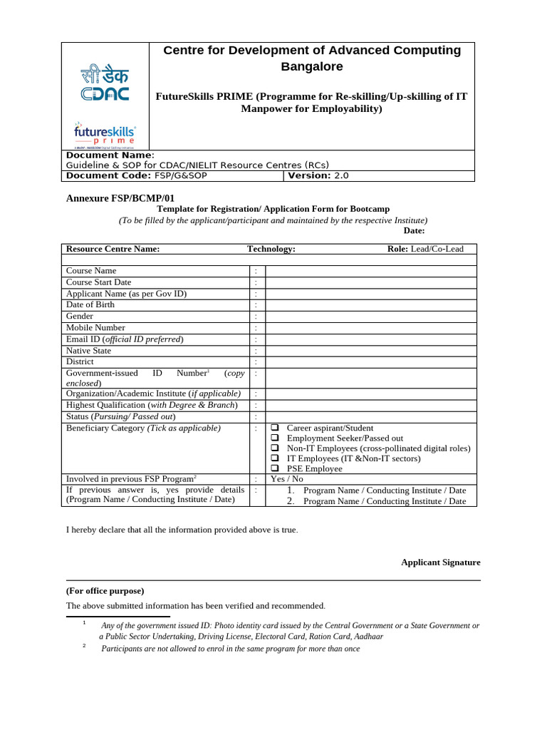 Annexure FSP Boot Camp Nomination Form Template | PDF | Authentication | Government And Personhood