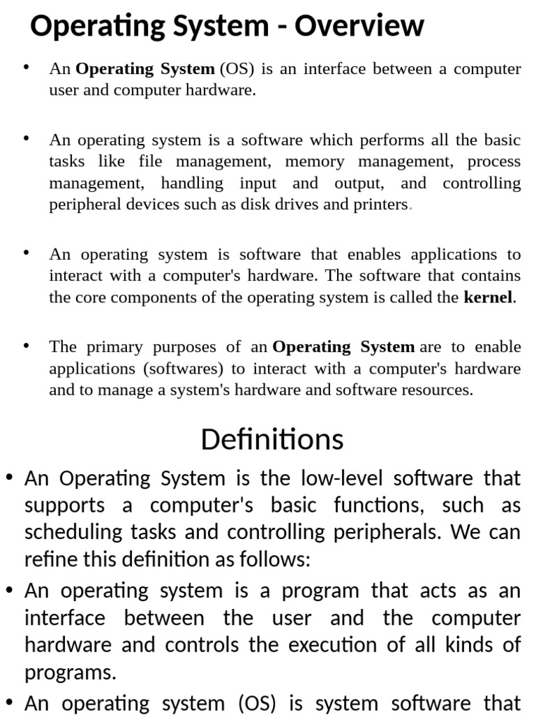 Unit 1 Operating System - Overview | PDF