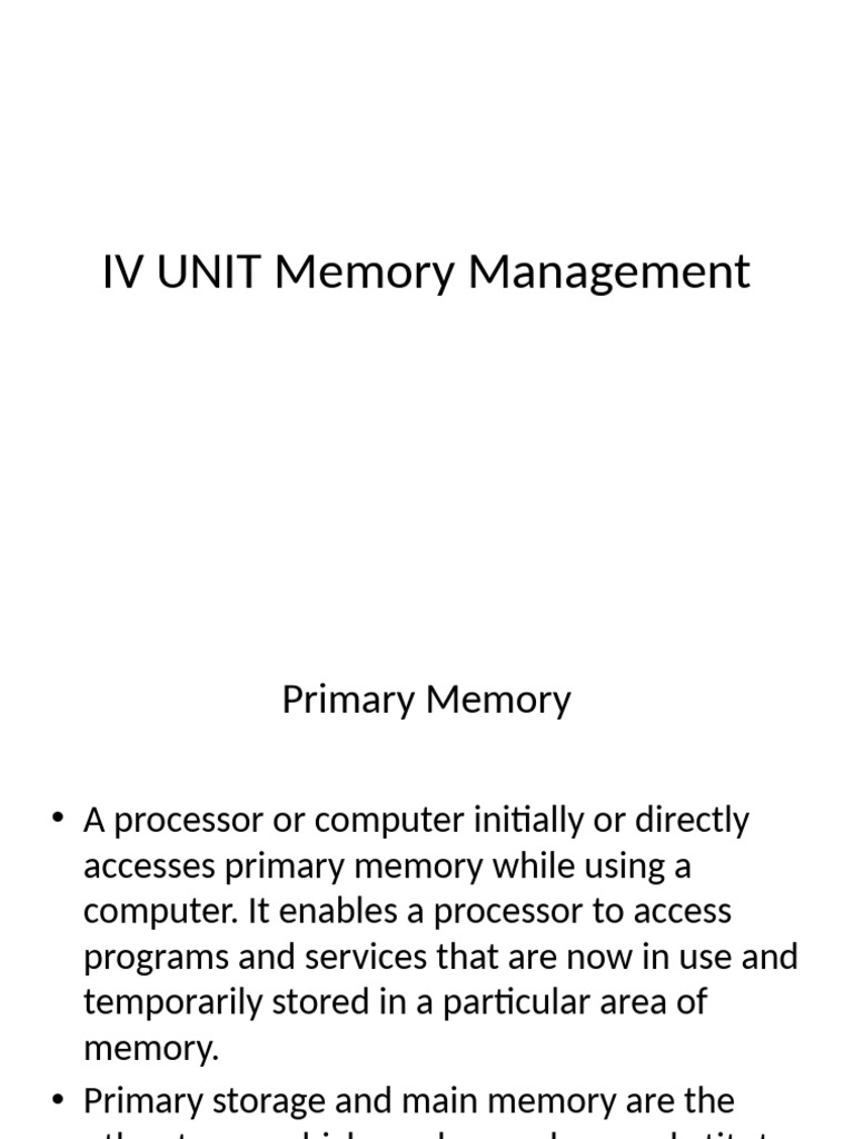 IV UNIT Memory Management | PDF | Computer Data Storage | Hard Disk Drive