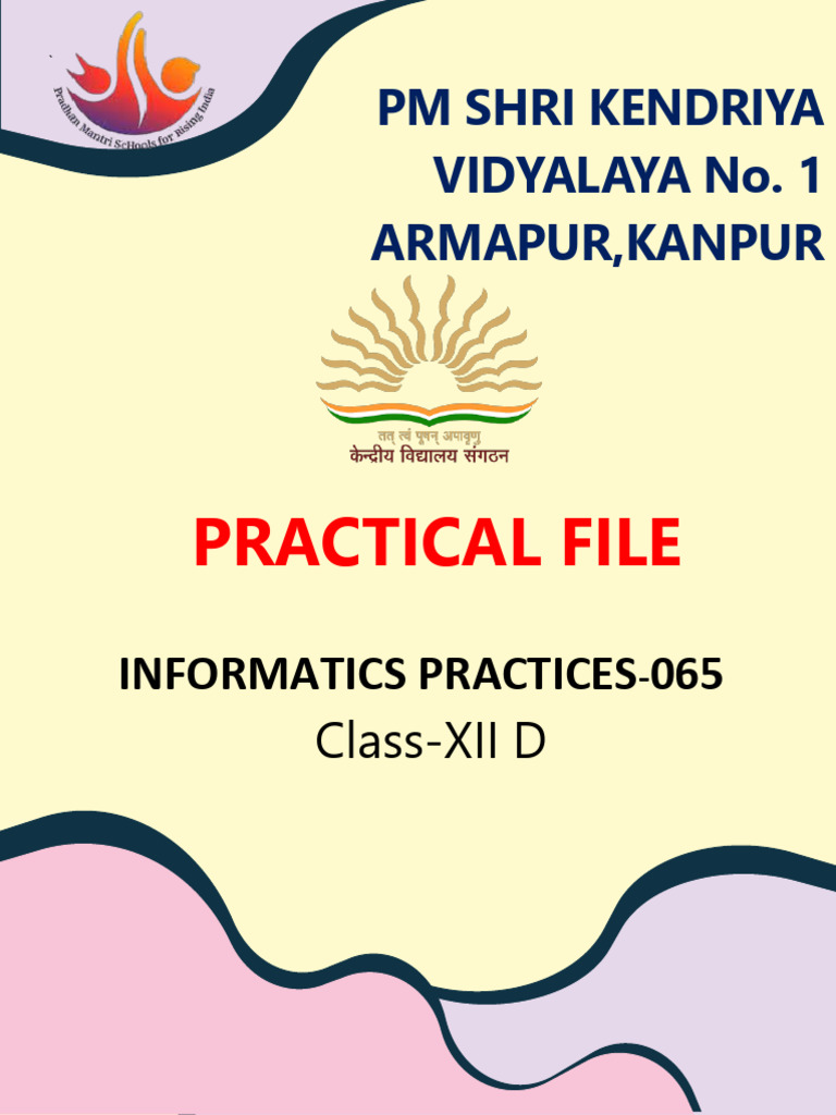 Front Page PM Shri Kendriya Vidyalaya Practical | PDF