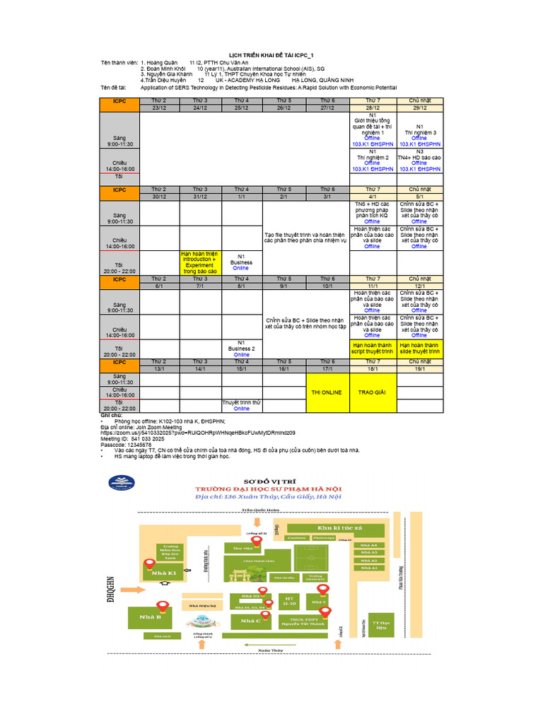 Lịch Triển Khai Đề Tài ICPC - 1 | PDF