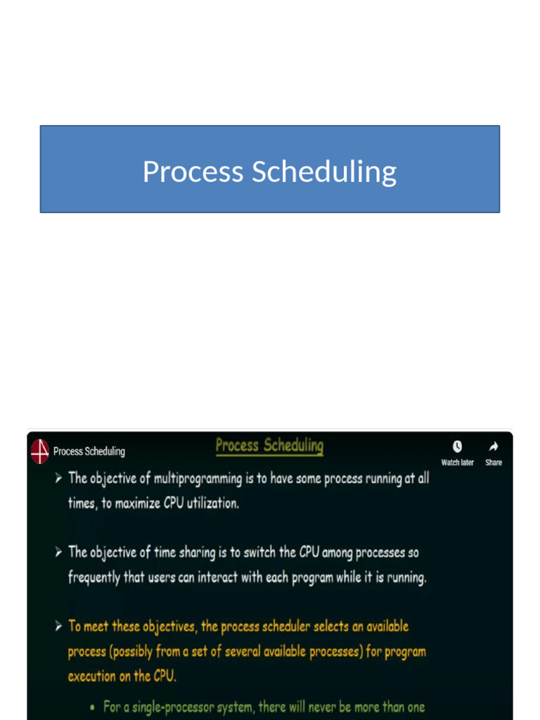 Unit II Process Scheduling | PDF Unit II Process Scheduling | PDF