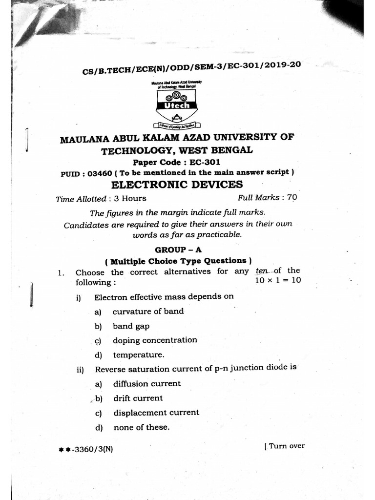 Previous Year Question Paper | PDF