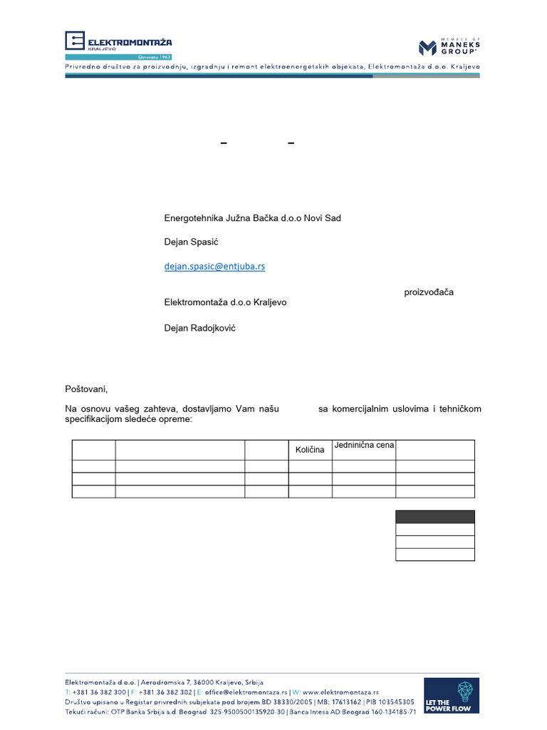 Ponuda - Kosovo B | PDF