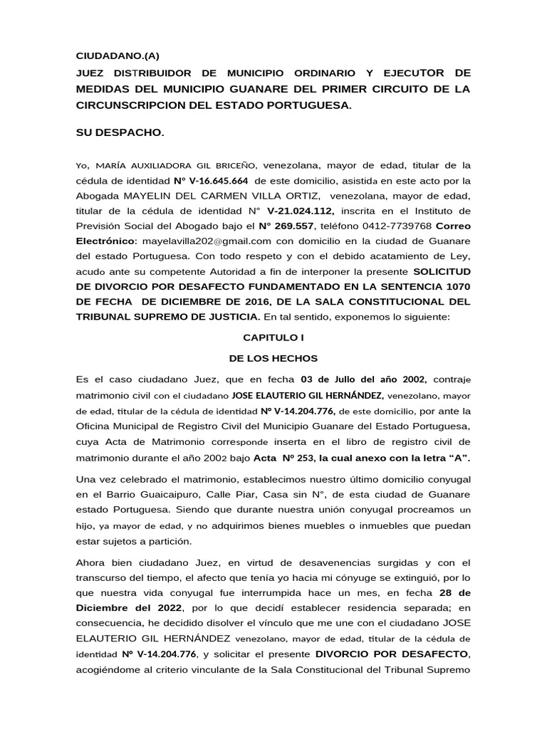 Divorcio María Gil y Jose Gil | PDF | Divorcio | Matrimonio