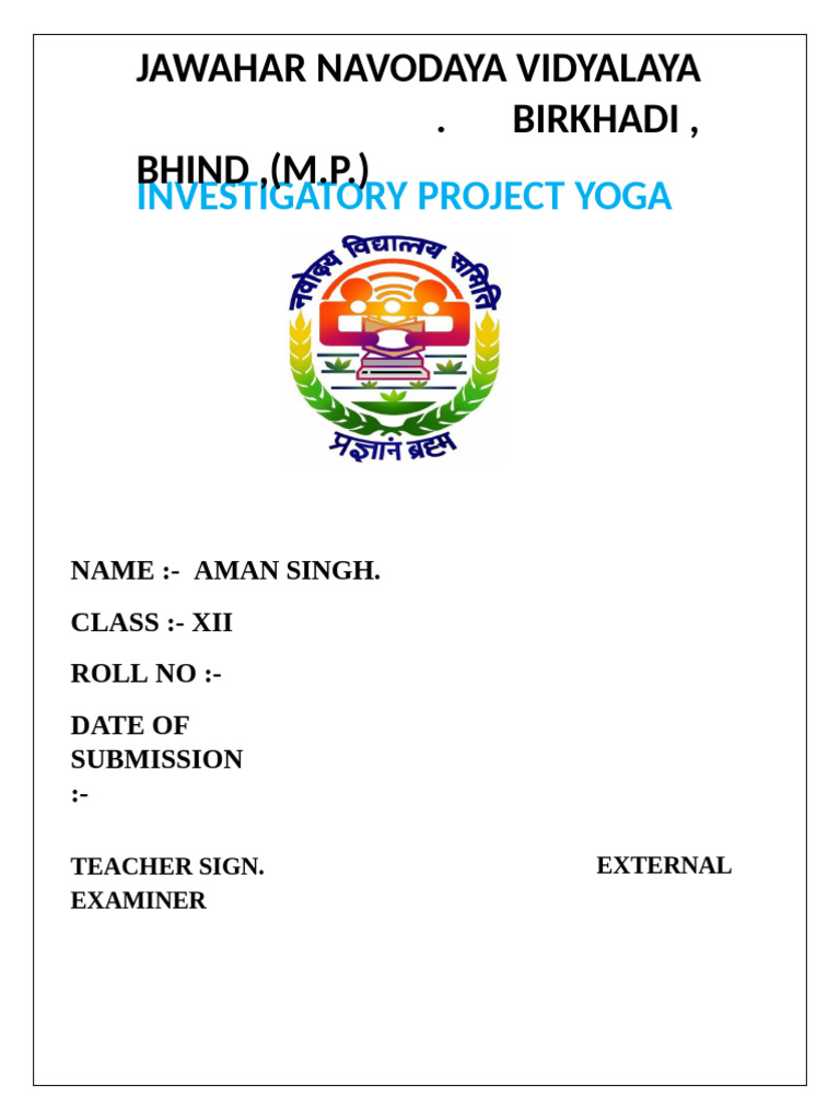 Aman Singh's Yoga Project Overview | PDF | Asana | Yoga