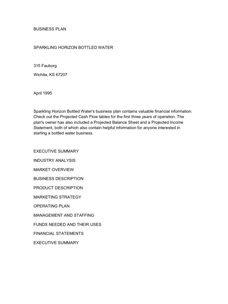 Bottled Water Business Plan Guide | PDF | Bottled Water | Expense