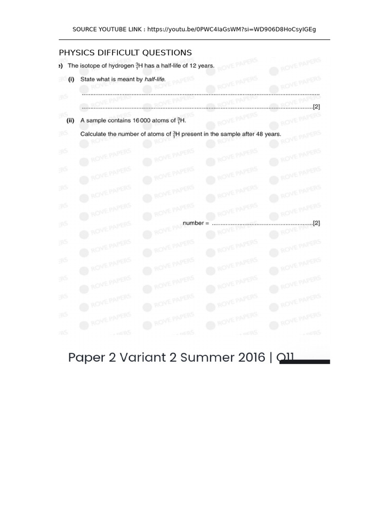 Physics Difficult Q | PDF | Radiation | Atoms