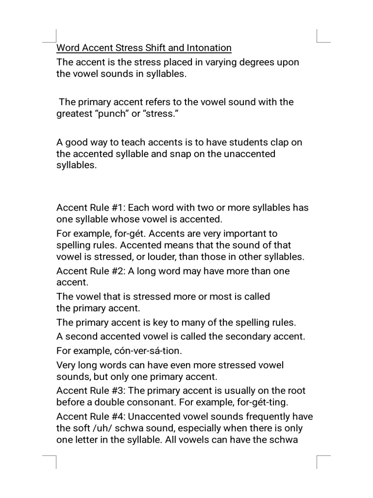 Word Accent Stress Shift and | PDF | Stress (Linguistics) | Verb