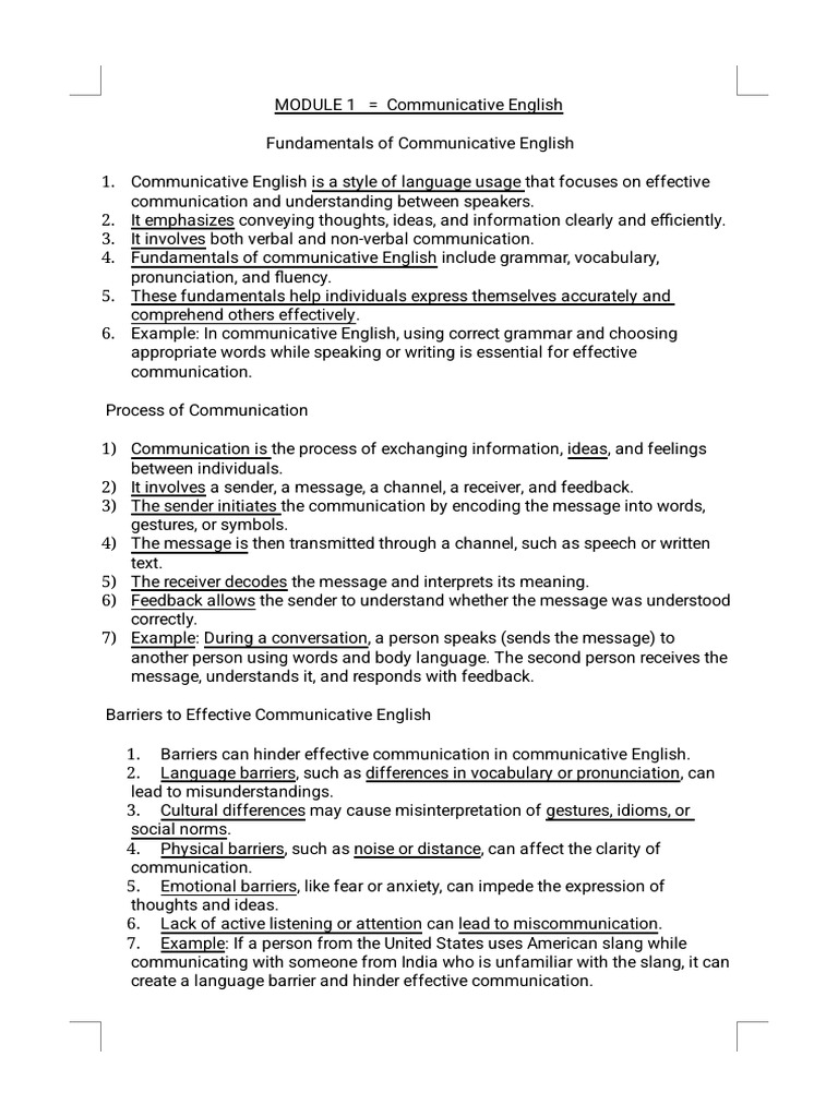 Illustrative Notes Only for Module – 1 Introduction to Communicative ...