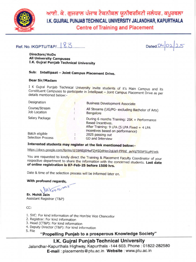 Intellipaat - Joint Campus Placement Drive | PDF