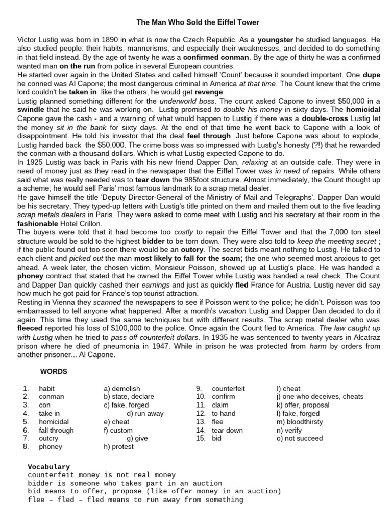 Victor Lustig: Eiffel Tower Conman | PDF