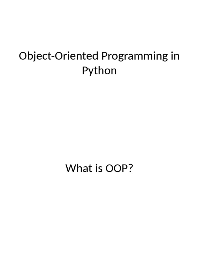 Object-Oriented Programming in Python | PDF