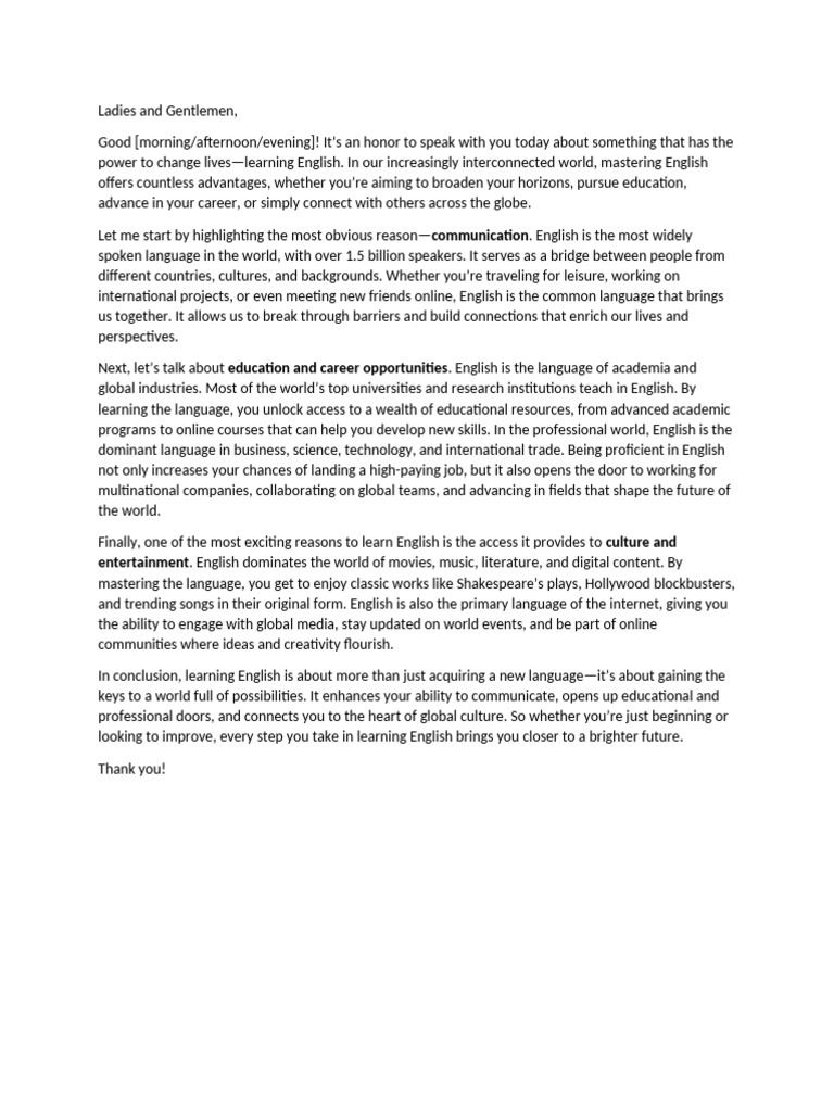 Advantages of Learning English | PDF | English Language | Human Communication