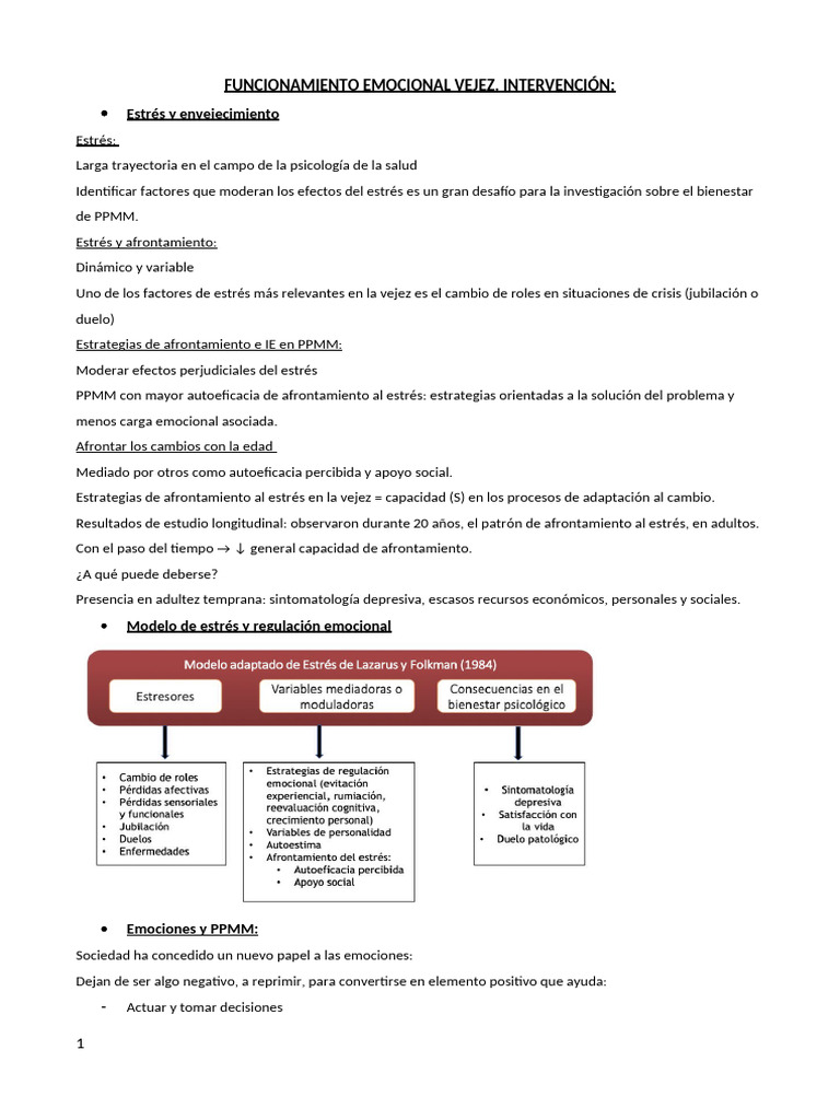 FUNCIONAMIENTO EMOCIONAL VEJEZ | PDF | Las emociones | Autorregulación emocional