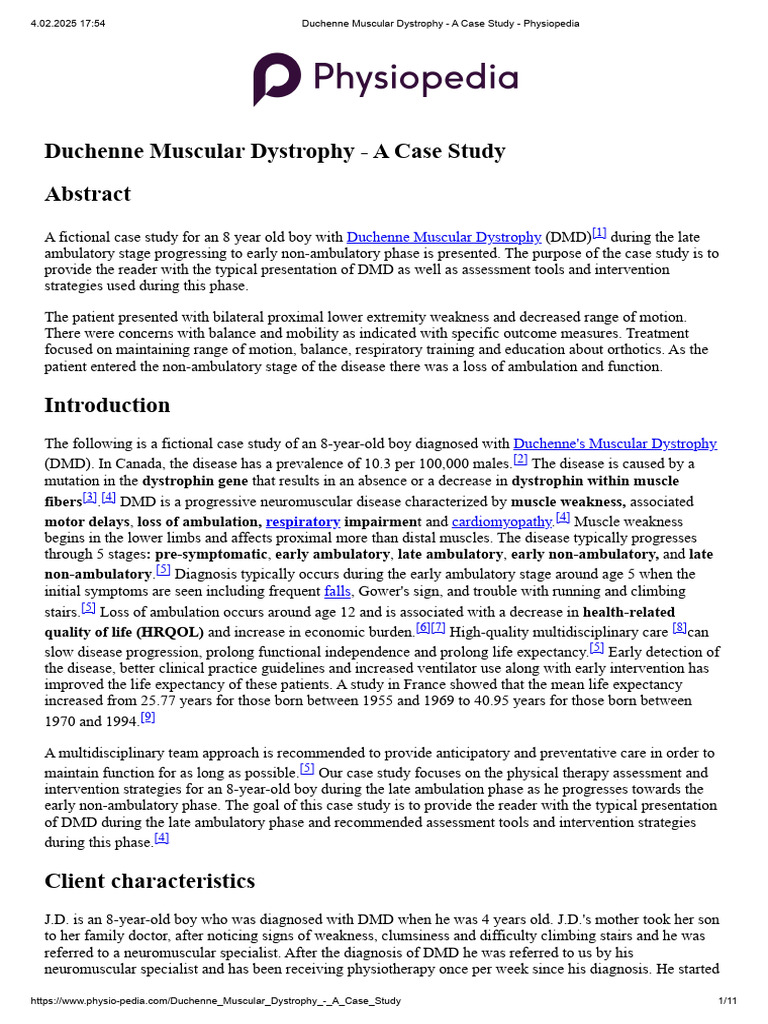Duchenne Muscular Dystrophy - A Case Study | PDF | Musculoskeletal System