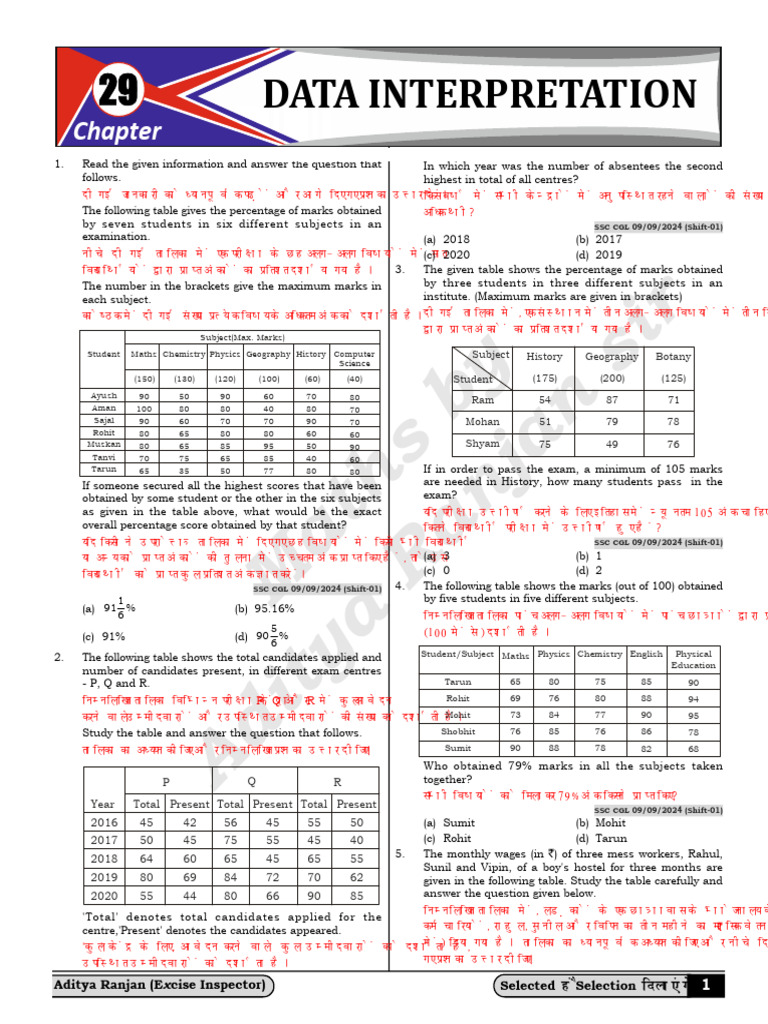 Data Interpretation SSC Maths 2nd Edition) (Bilinugal) Final | PDF