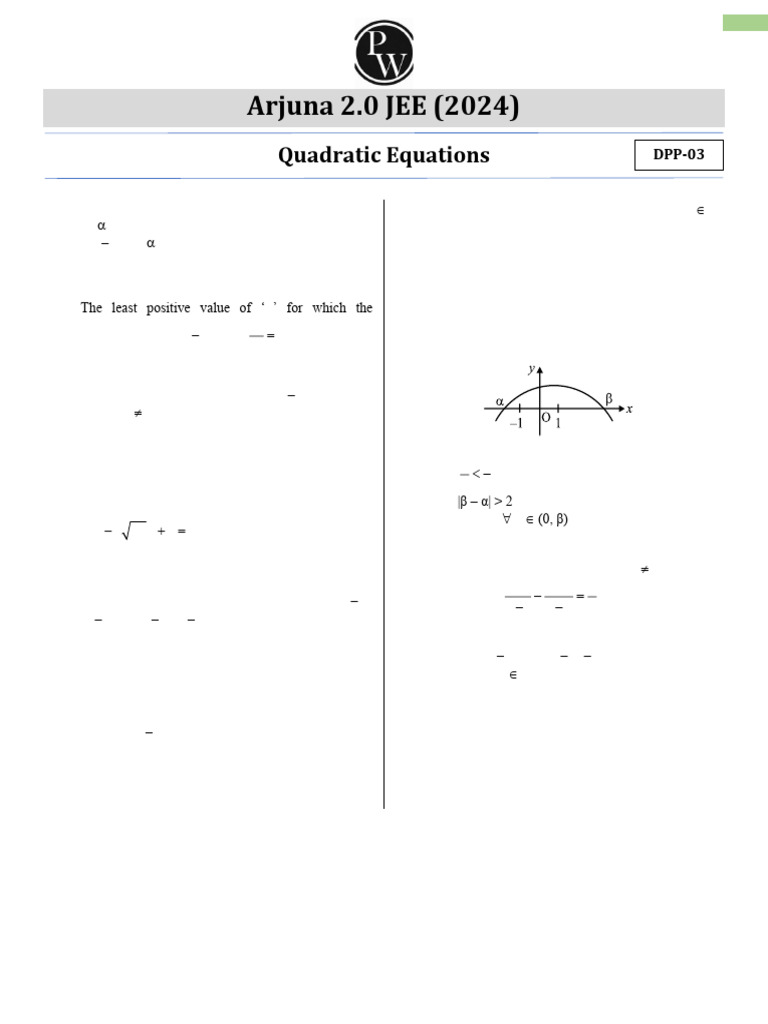 Quadratic Equation - DPP 03 (Of Lec 04) - Arjuna JEE 2.0 2024 | PDF | Quadratic Equation ...