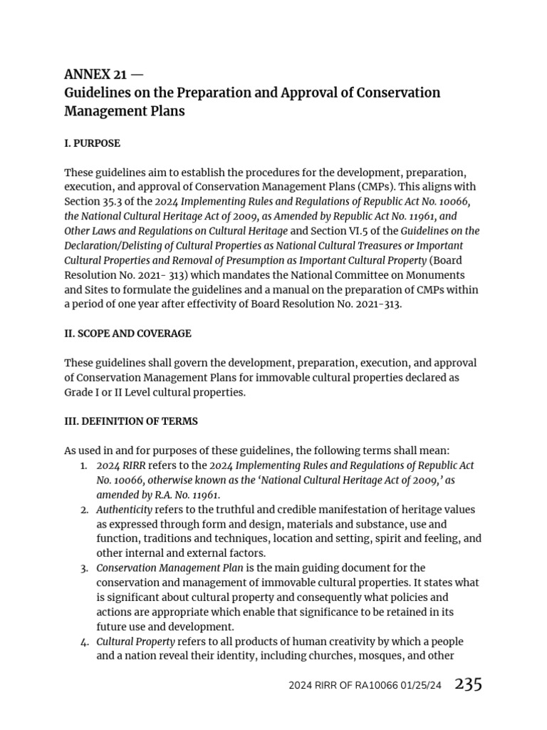 Annex 21 - Guidelines On The Preparation and Approval of Conservation ...