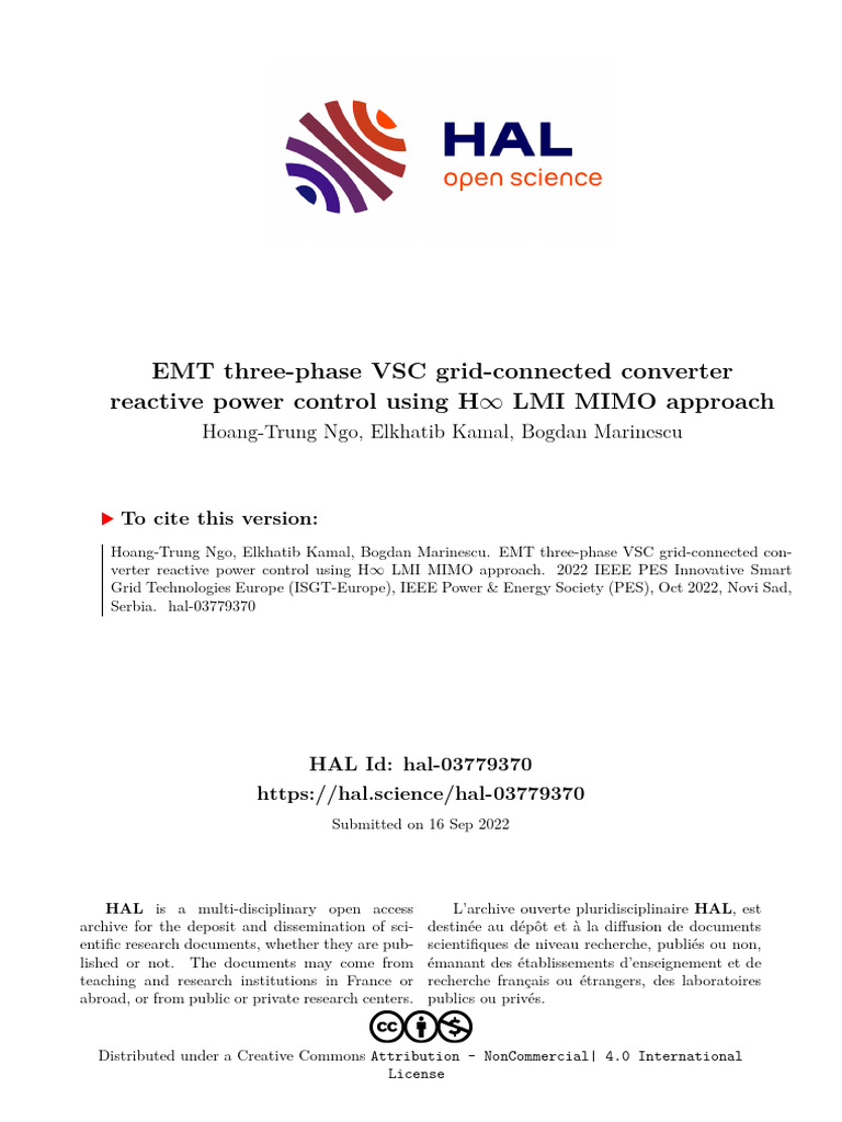 EMT VSC STATCOM LMI H Inf Control | PDF | Computer Engineering | Electronics