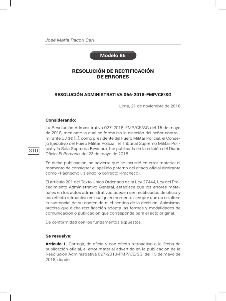 Modelo de Resolucion de Rectificacion de Errores | PDF
