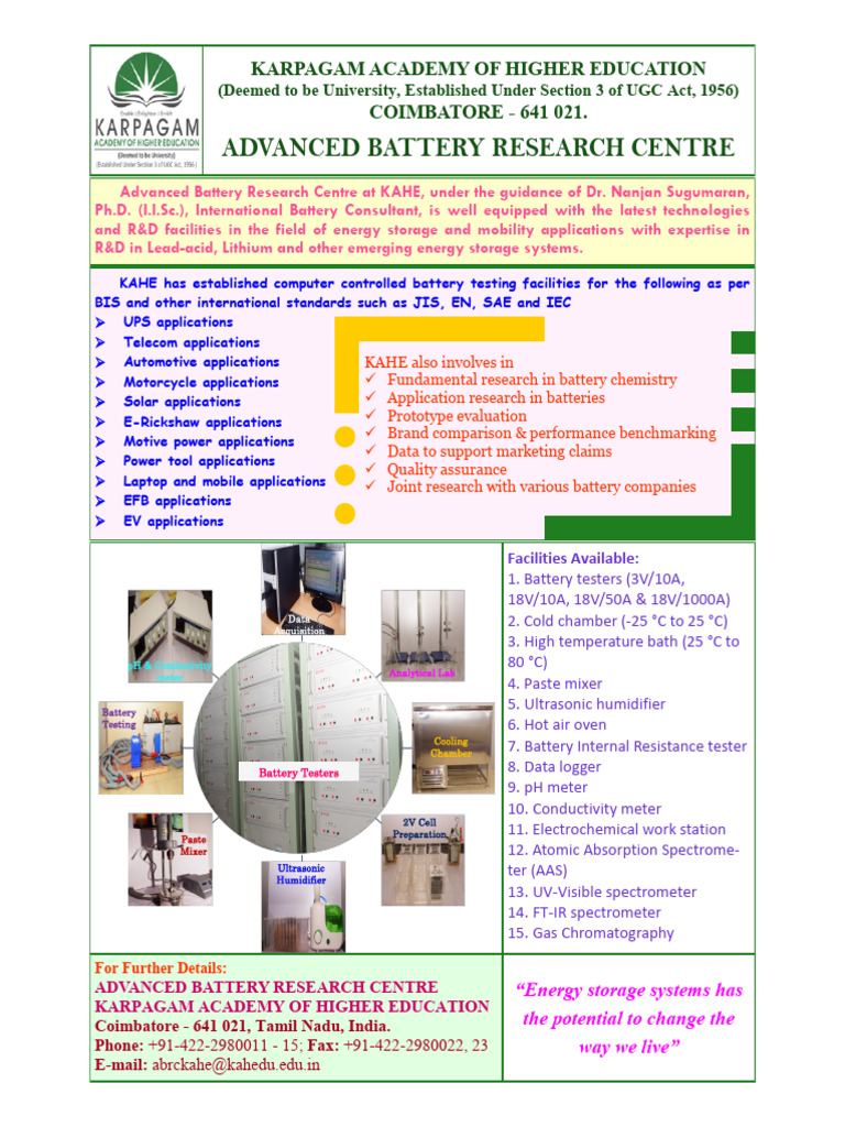 Advanced Battery Research Centre | PDF | Energy Storage | Physical Sciences