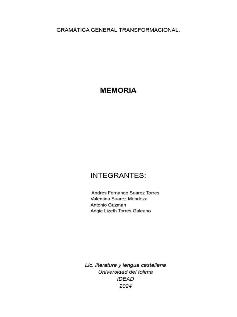 Gramática General Transformacional | PDF | Gramática | Palabra