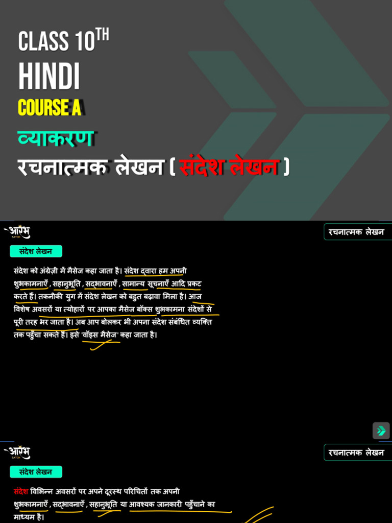 Course B मुह - वरे-व्य - करण Class 10th Hindi | PDF