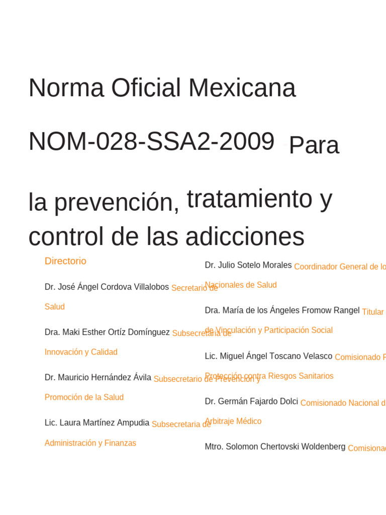 Norma Oficial Nom 028 | PDF | La dependencia de sustancias | Drogas ...